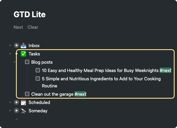 GTD Lite - Workflowy guide